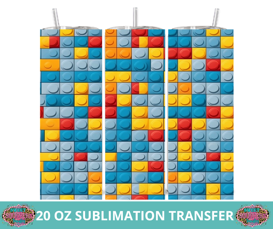 20 OZ SUBLIMATION TUMBLER WRAP - 3D BLOCKS – Sweet Southern Transfers LLC