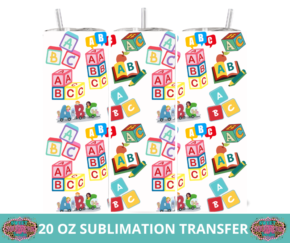 20 OZ SUBLIMATION TUMBLER WRAP - ABC – Sweet Southern Transfers LLC