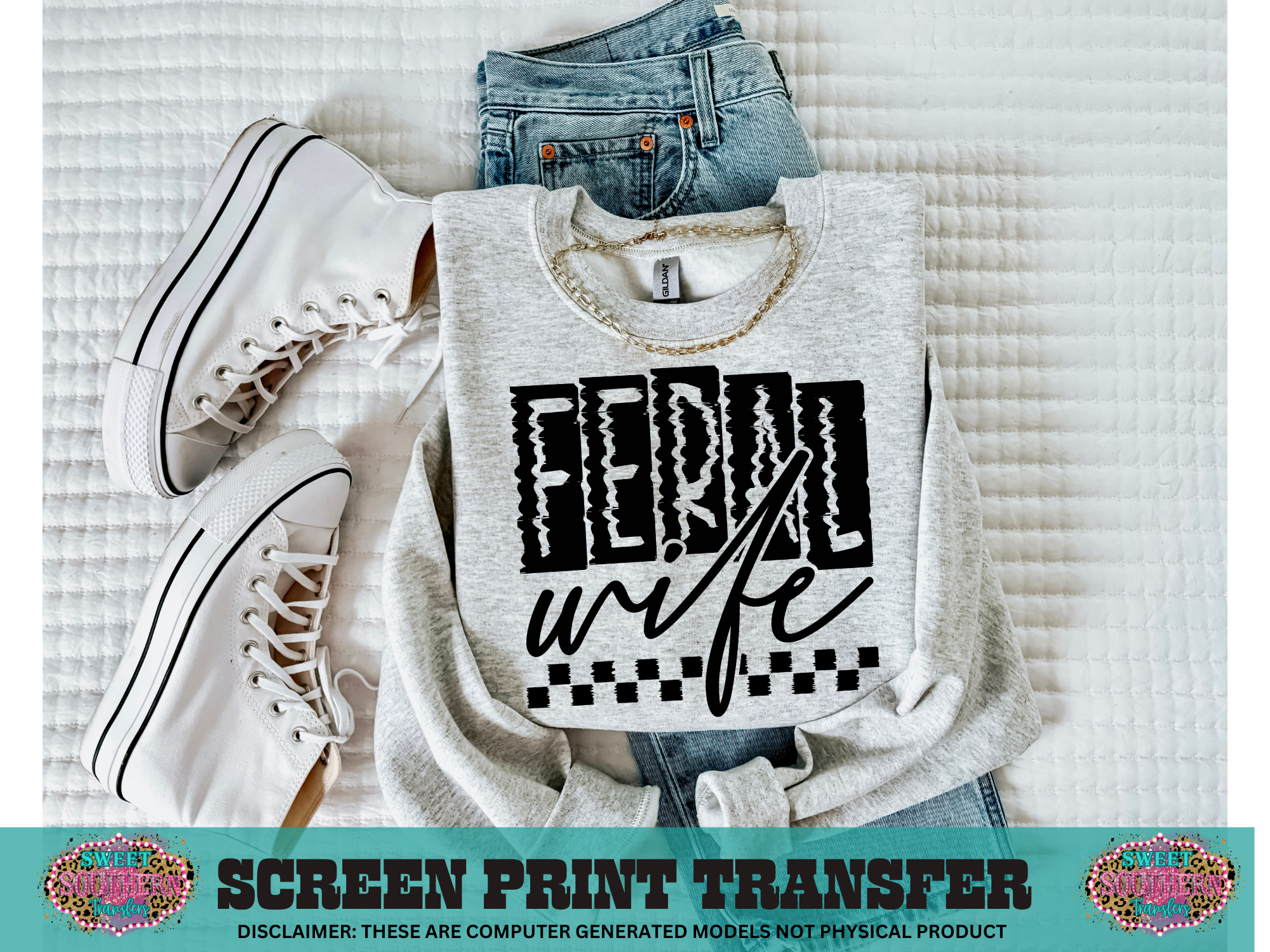 SINGLE COLOR SCREEN PRINT - FERAL WIFE CHECKERED – Sweet Southern ...
