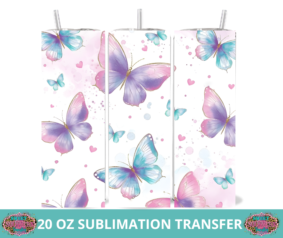 20 OZ SUBLIMATION TUMBLER WRAP - WATERCOLOR BUTTERFLIES – Sweet ...